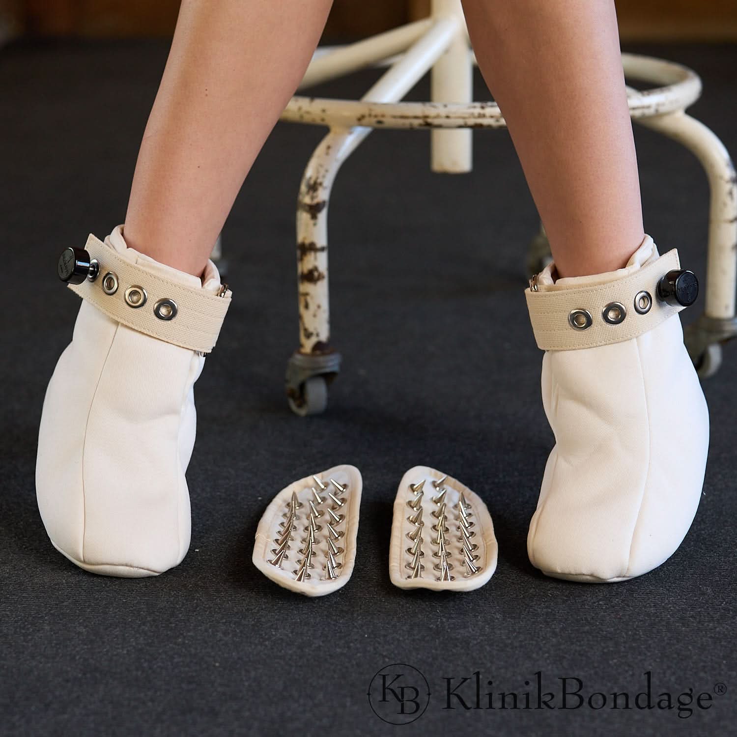 BDSM shoes that force you to crawl - shoes with spike insoles